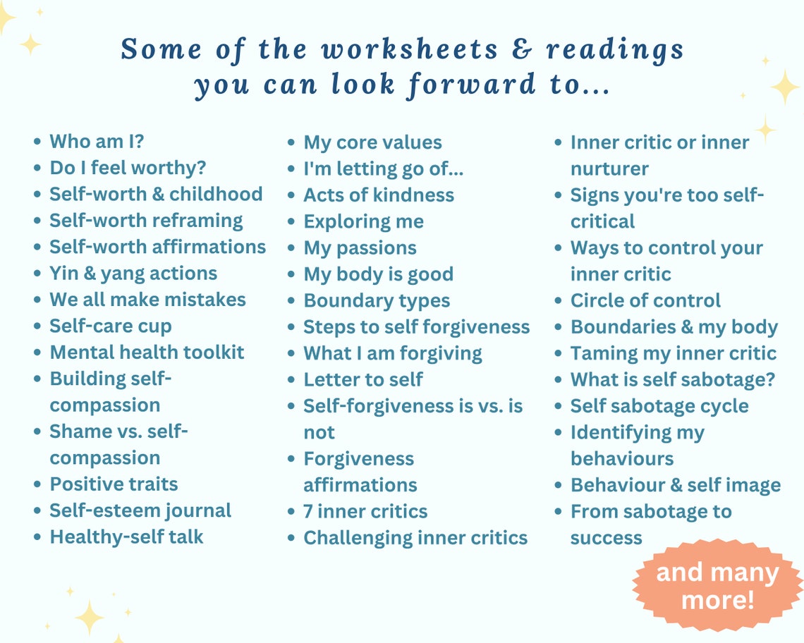 Self Esteem Worksheets Self Worth Worksheet, Inner Critic, Confidence ...