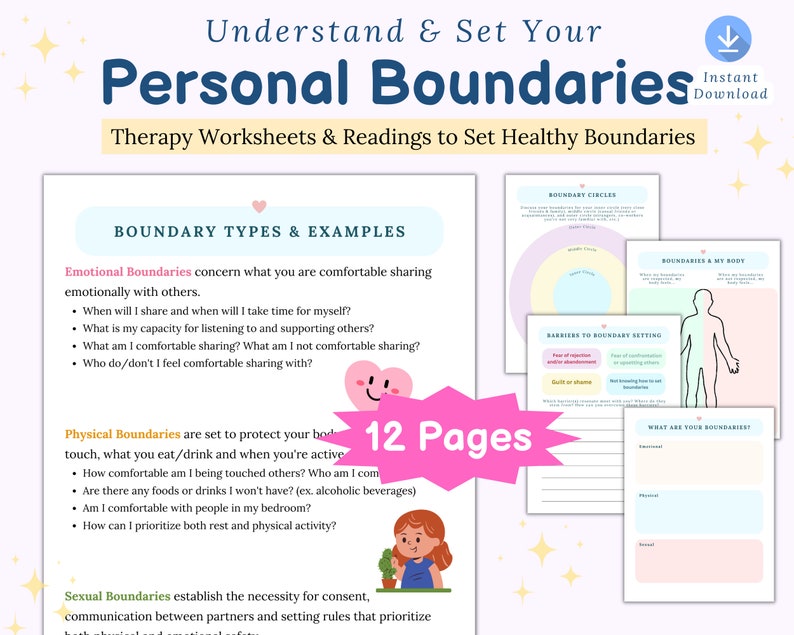 Personal Boundaries Worksheets, Therapy Worksheets, SEL, Social ...