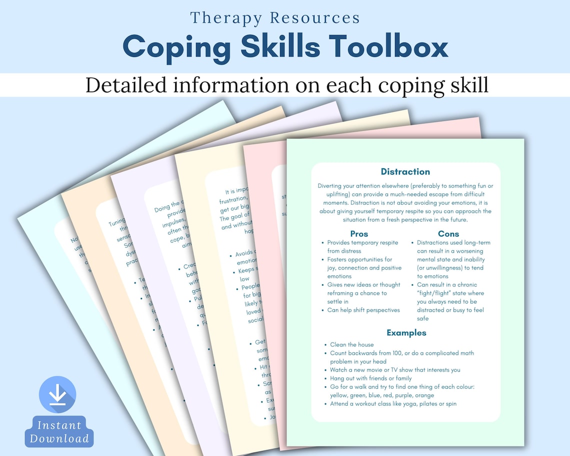 Coping Skills Toolbox for Adults, Self-regulation, Therapy Tools, Anger ...