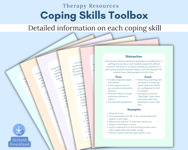 Coping Skills Toolbox for Adults, Self-regulation, Therapy Tools, Anger ...