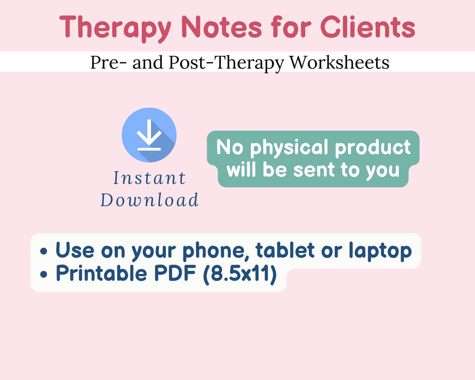 Therapy Note Template for Clients, Therapist Worksheet, Therapist ...
