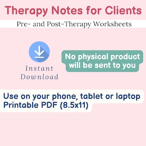 Therapy Note Template for Clients, Therapist Worksheet, Therapist ...