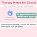 Therapy Note Template for Clients, Therapist Worksheet, Therapist ...