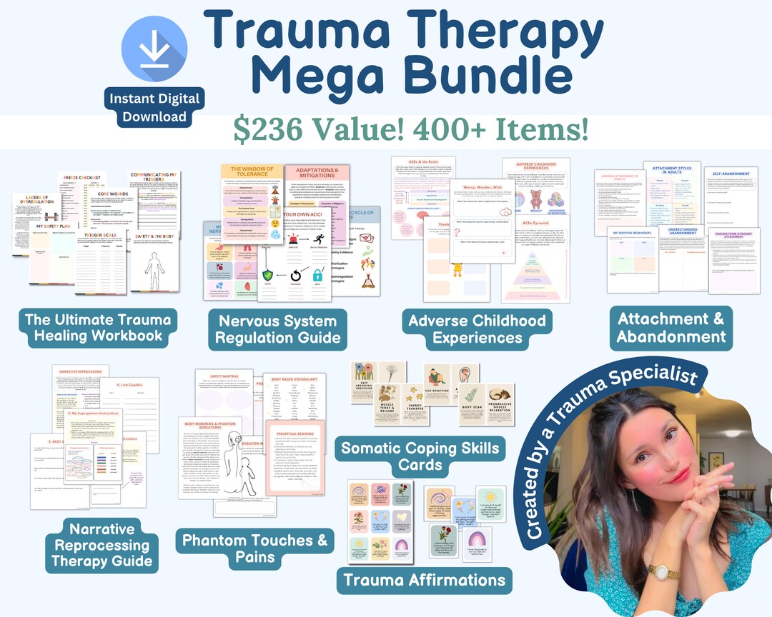 Trauma Therapy Bundle, Trauma Worksheets, Nervous System Regulation ...