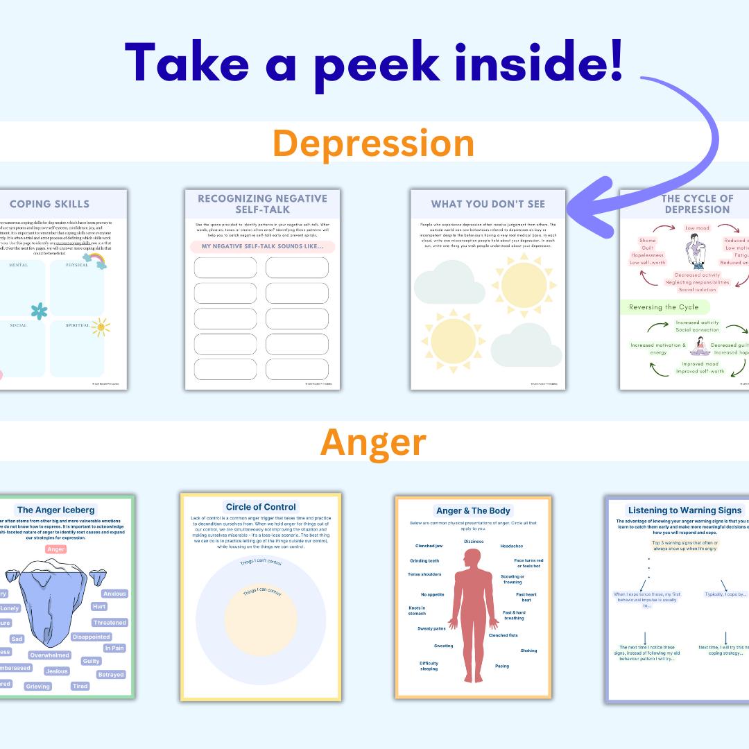 Therapy Worksheets Bundle, Trauma Healing, Inner Critic Worksheets ...