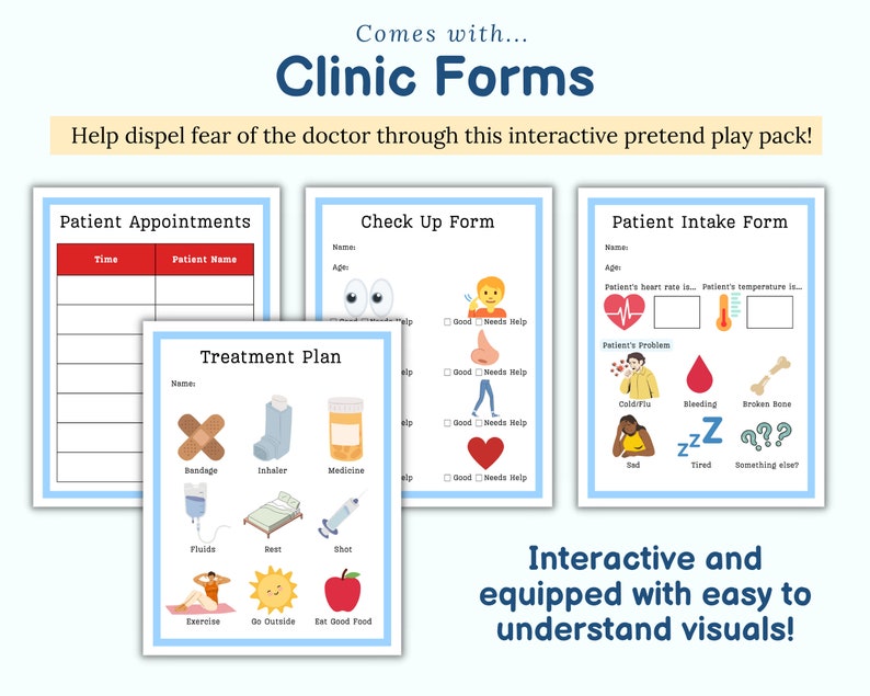 Doctor Pretend Play Printable, Medical Play, Play Therapy, Hospital ...