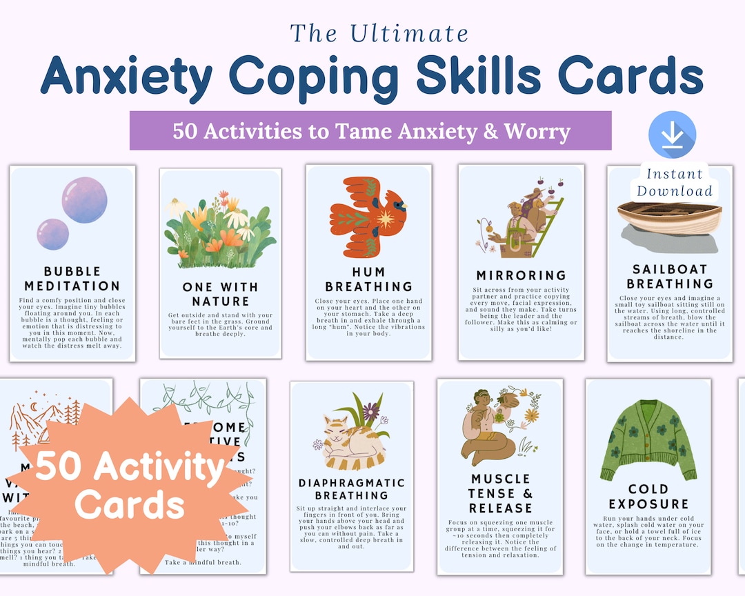 Anxiety Coping Skills Cards Coping Strategy Cards Worry - Etsy