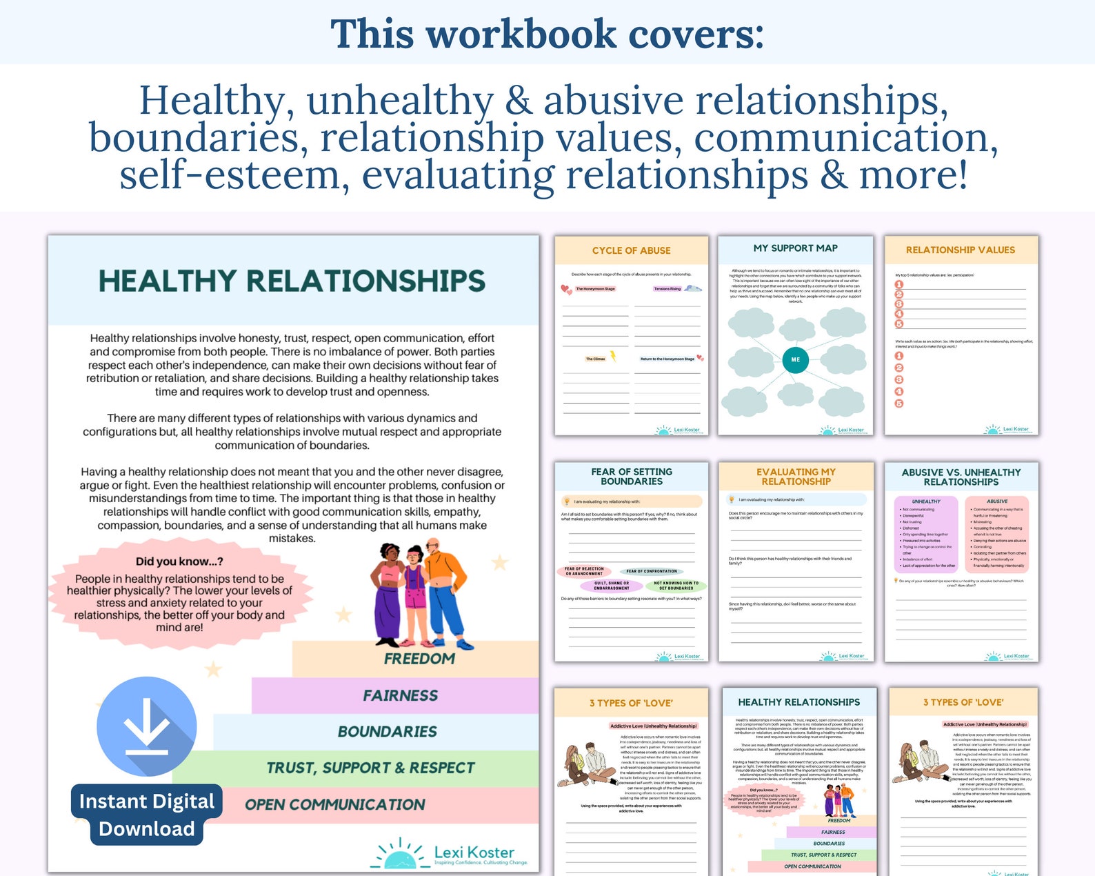 Healthy Relationships Worksheets | Cycle of Abuse, Trauma Bond, Break ...