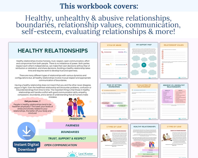 Healthy Relationships Worksheets | Cycle of Abuse, Trauma Bond, Break ...
