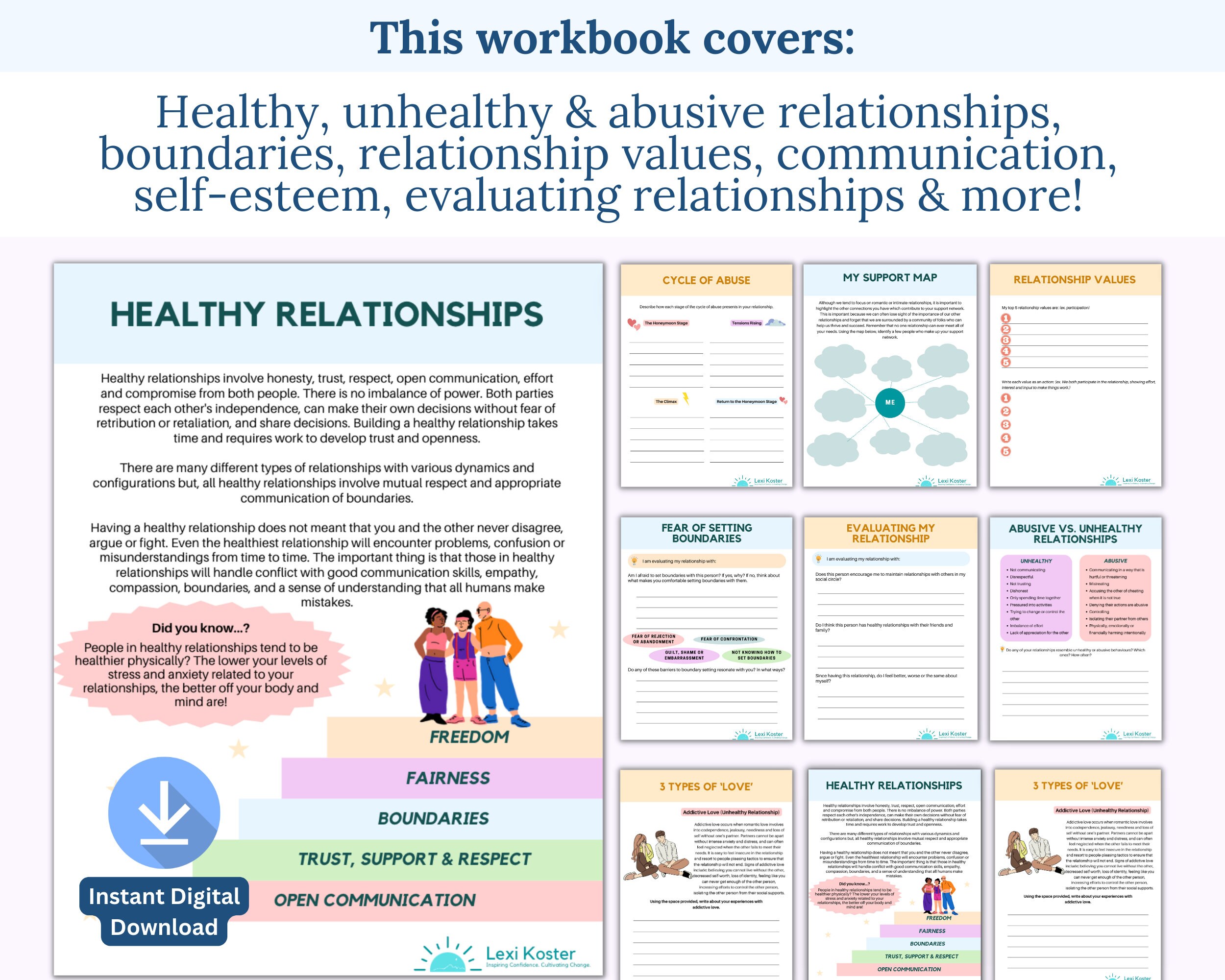 Healthy Relationships Worksheets | Cycle of Abuse, Trauma Bond, Break ...