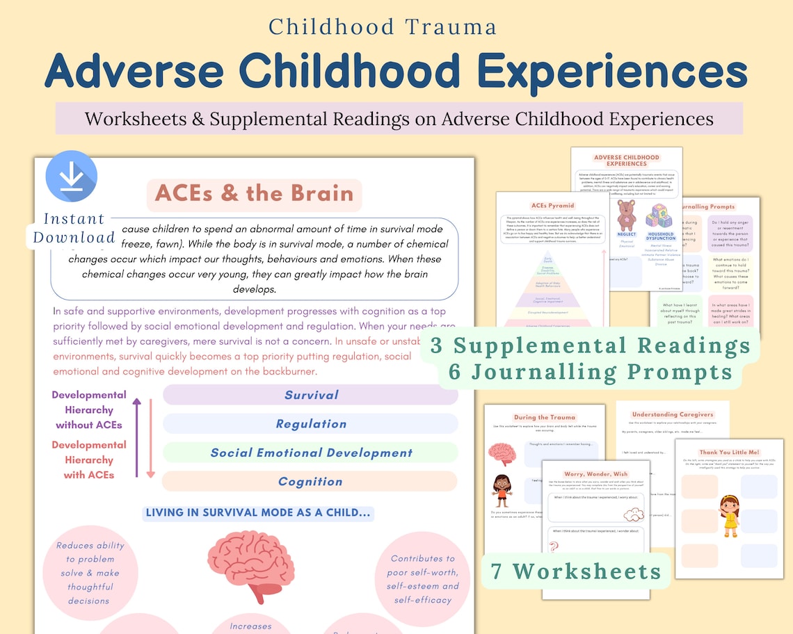 Adverse Childhood Experiences Worksheets & Readings, Childhood Trauma ...