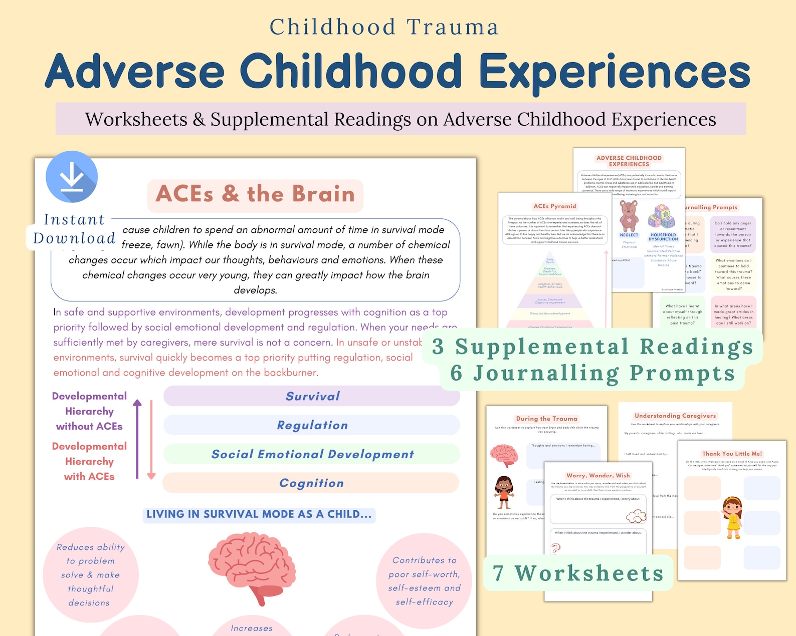Adverse Childhood Experiences Worksheets & Readings, Childhood Trauma, Therapy Worksheets, CPTSD ...