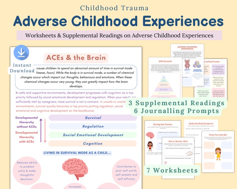 Adverse Childhood Experiences Worksheets & Readings, Childhood Trauma ...