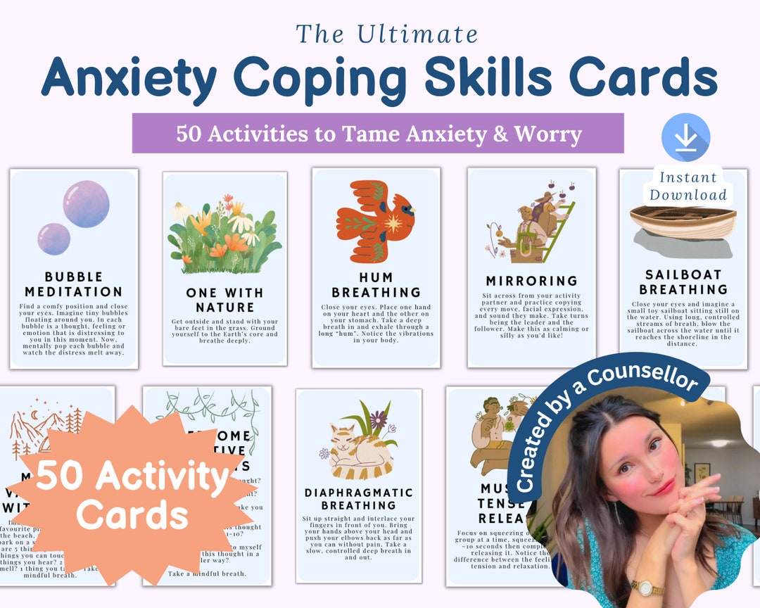 Anxiety Coping Skill Cards | Anxiety Relief, Panic Attack, Coping ...