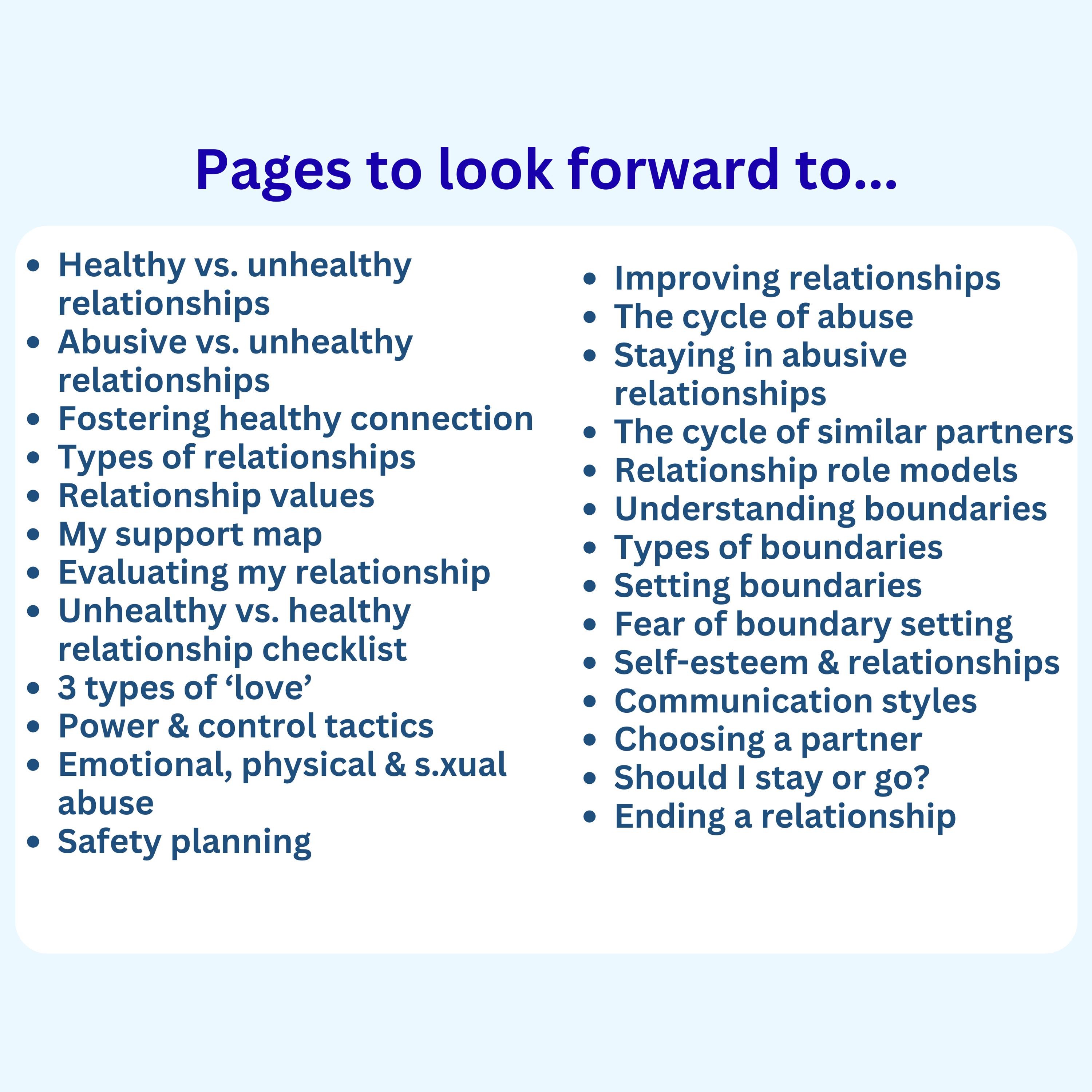 Healthy Relationships Worksheets | Cycle of Abuse, Trauma Bond, Break ...