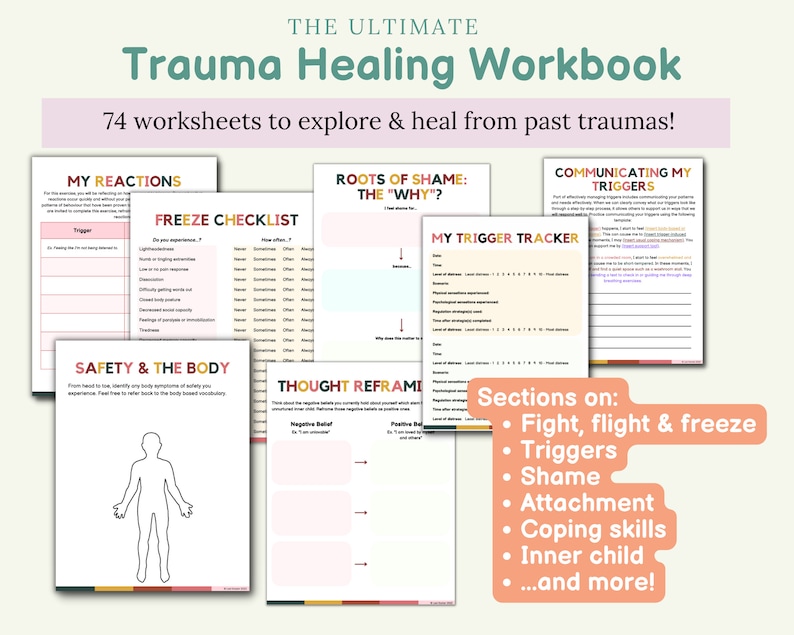 Trauma Healing Workbook Trauma Therapy Worksheets PTSD - Etsy