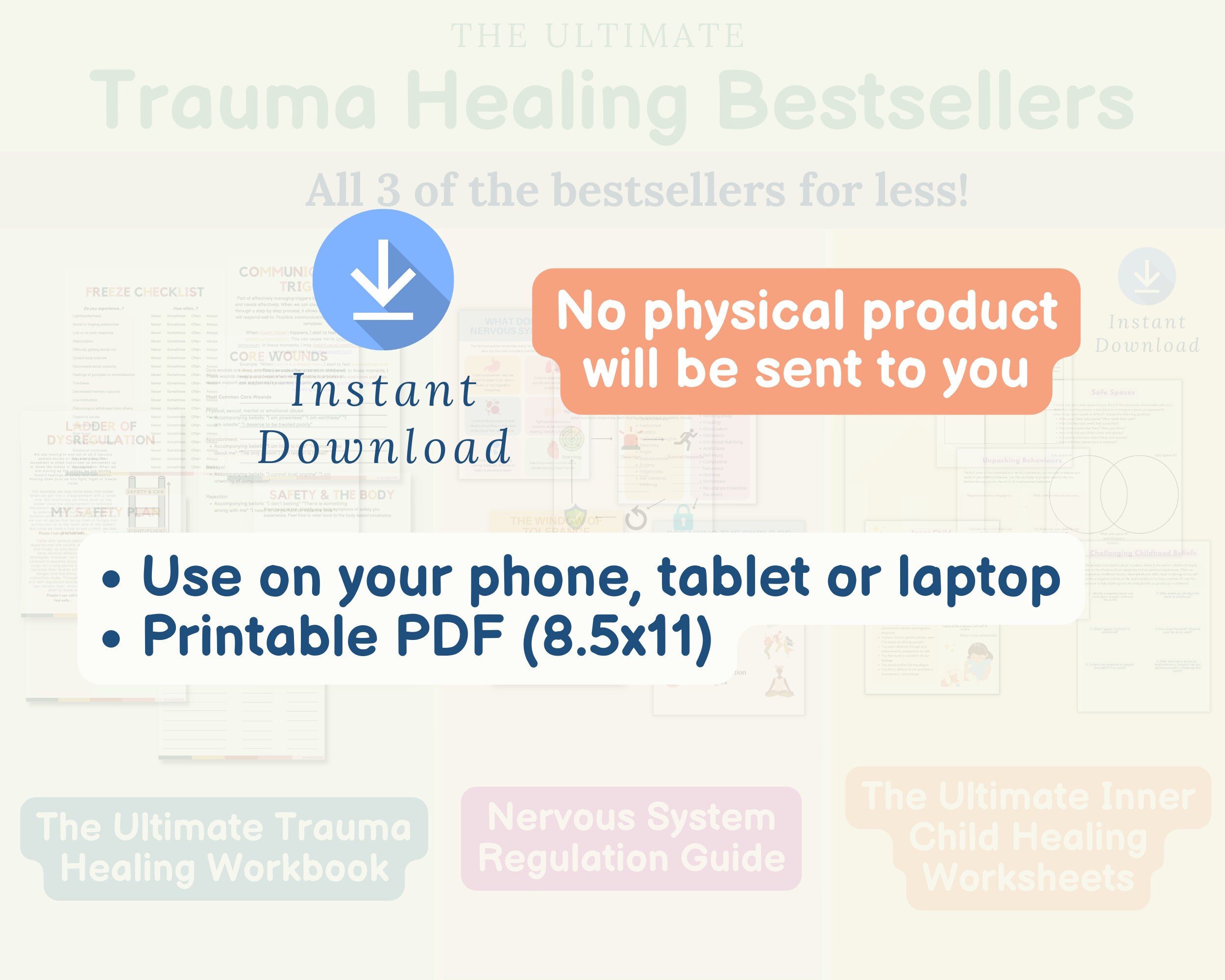 Trauma Healing Bundle, Trauma Workbook, Nervous System Regulation ...