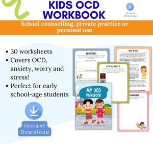 OCD Workbook for Kids, Obsessive Compulsive Disorder Worksheets, School ...
