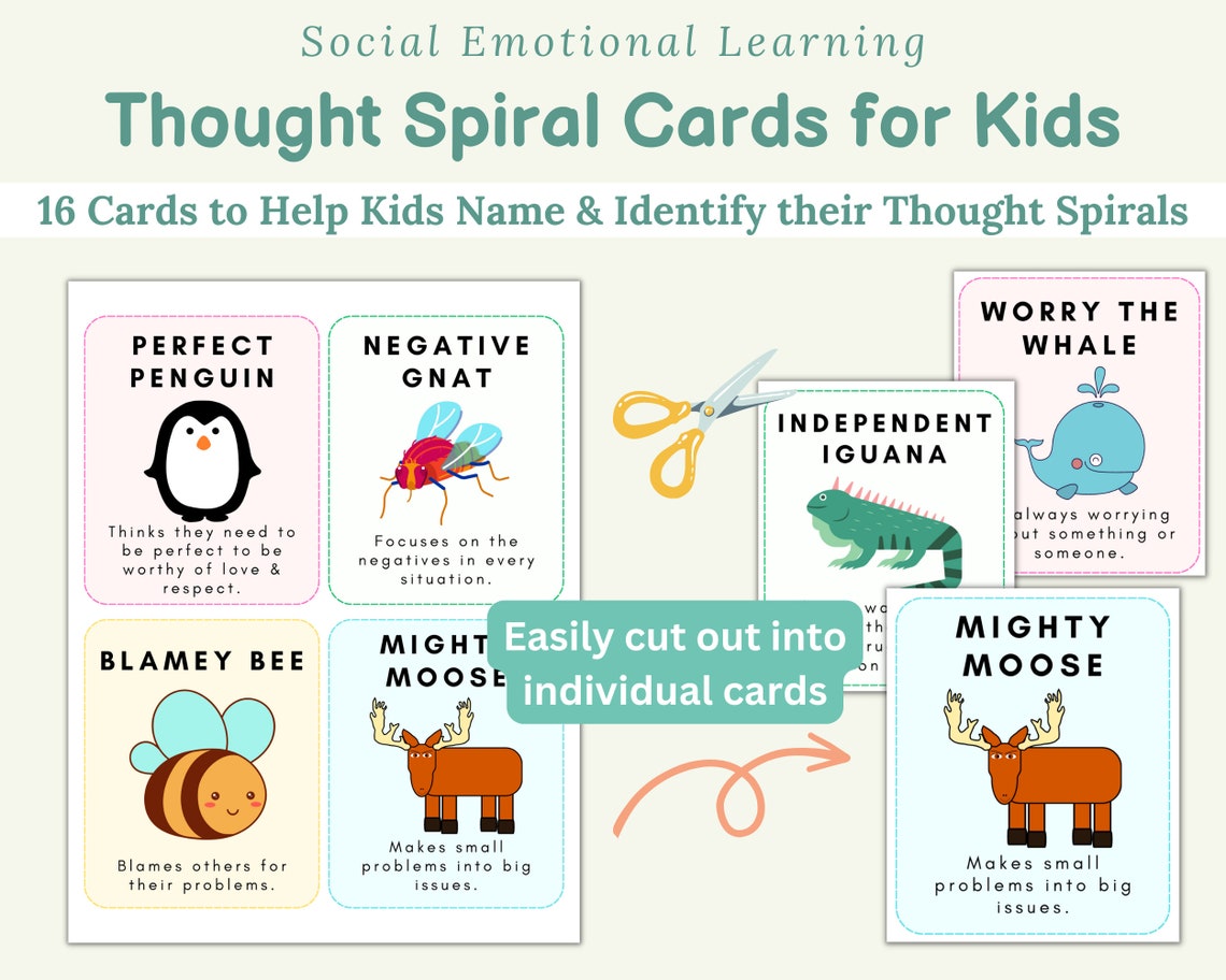 Thought Spiral Cards for Kids, School Counselling Resources, Social ...