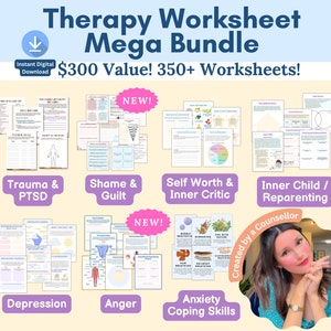 Therapy Worksheets Bundle, Trauma Healing, Inner Critic Worksheets ...