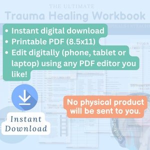 Trauma Healing Workbook | Trauma Therapy Worksheets, PTSD Worksheet ...