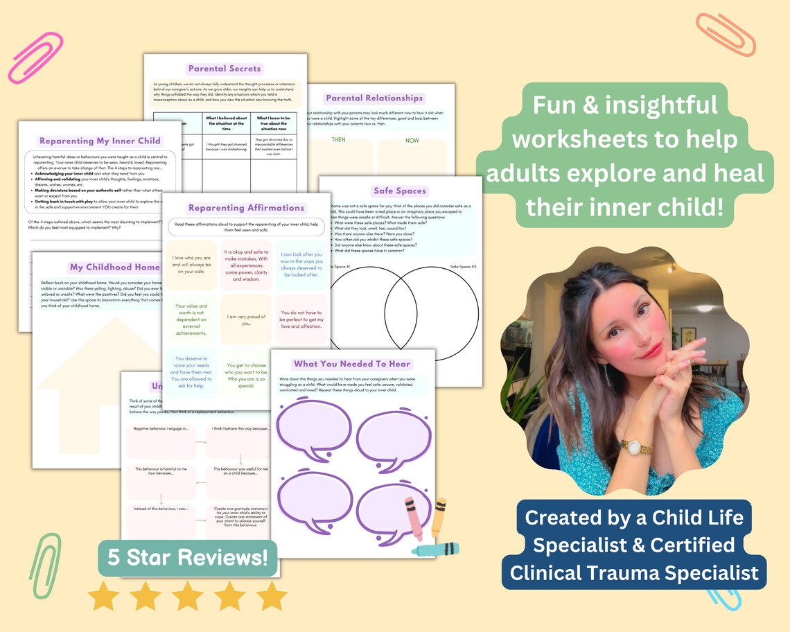 Inner Child Worksheets for Adults, Reparenting Inner Child, Attachment ...