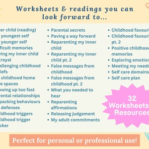 Inner Child Worksheets for Adults, Reparenting Inner Child, Attachment ...