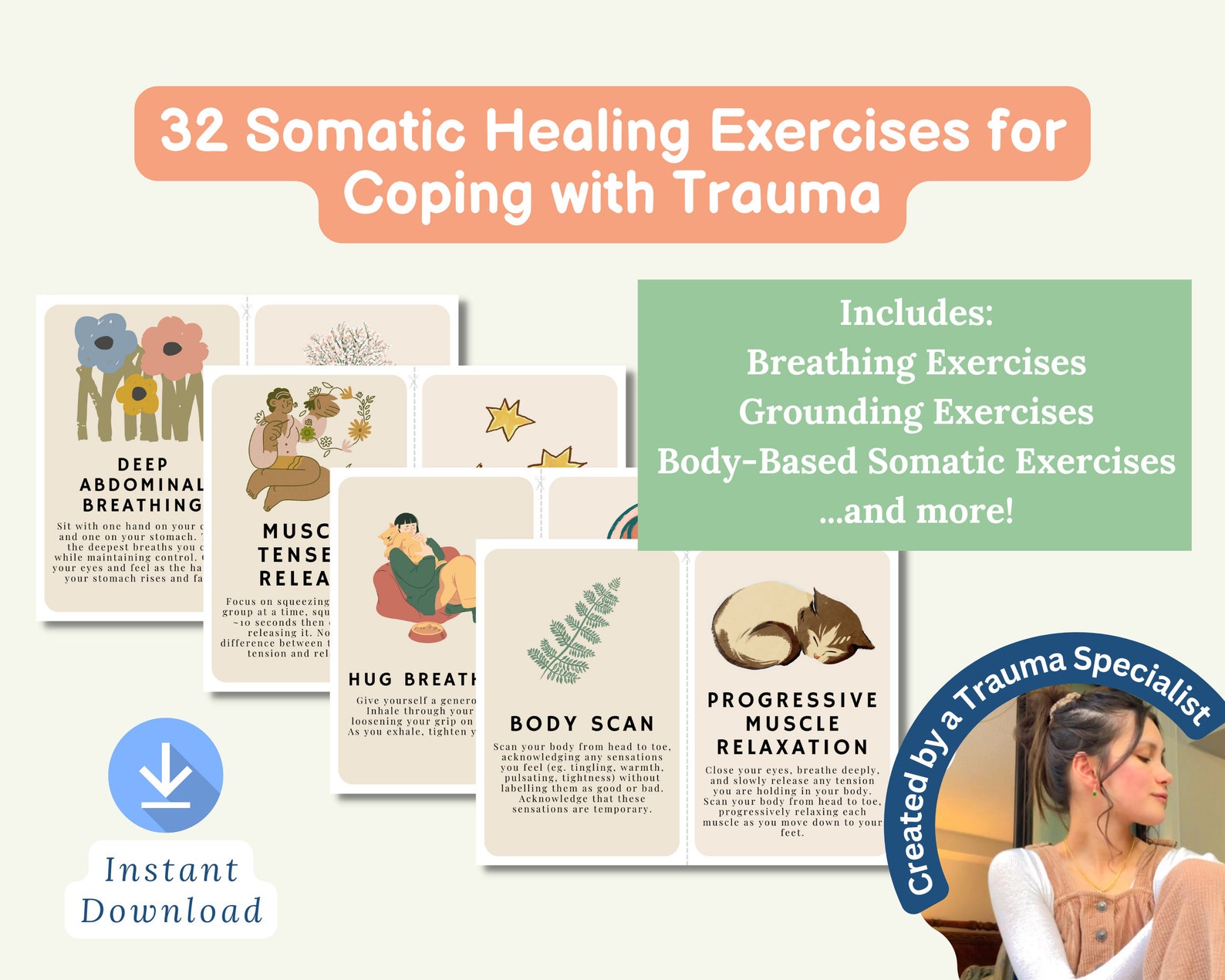 Trauma Healing Cards | Somatic Therapy, Coping Skills Cards, PTSD, CPTSD, Somatic Experience ...