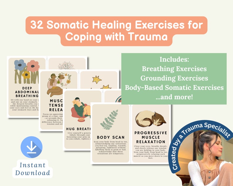 Trauma Healing Cards | Somatic Therapy, Coping Skills Cards, PTSD, CPTSD, Somatic Experience ...