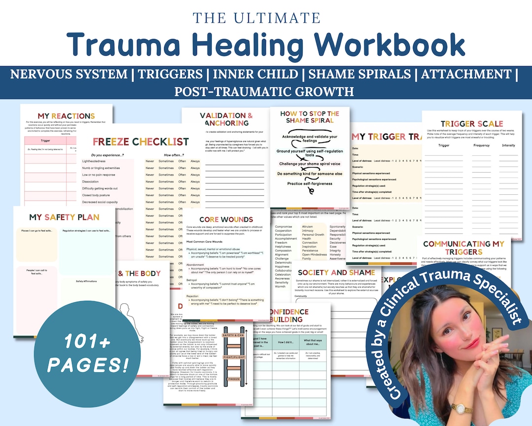 Trauma Healing Workbook | Trauma Therapy Worksheets, PTSD Worksheet ...