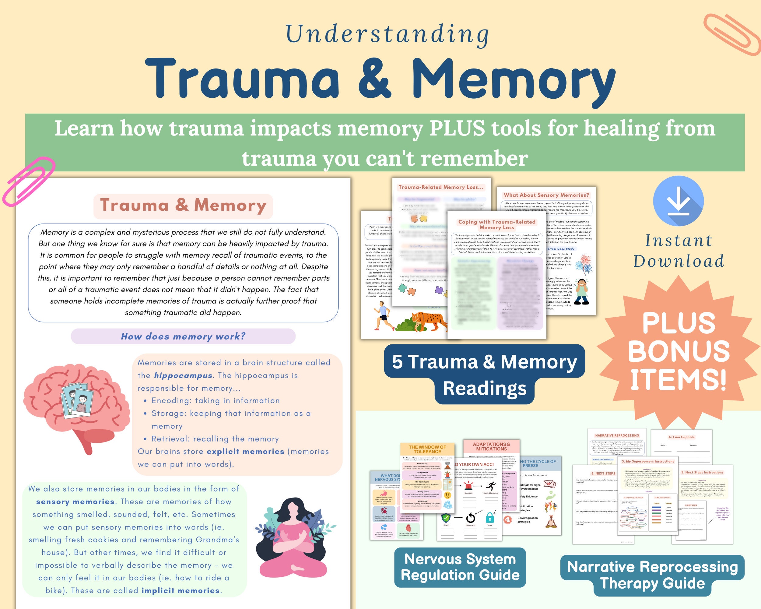 Trauma and Memory, Somatic Therapy, Trauma Worksheets, Nervous System ...