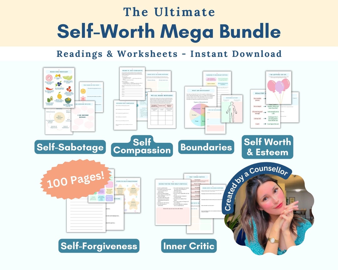 Self Worth Mega Bundle Self Worth Booster Journal, Teen Therapy, Inner ...
