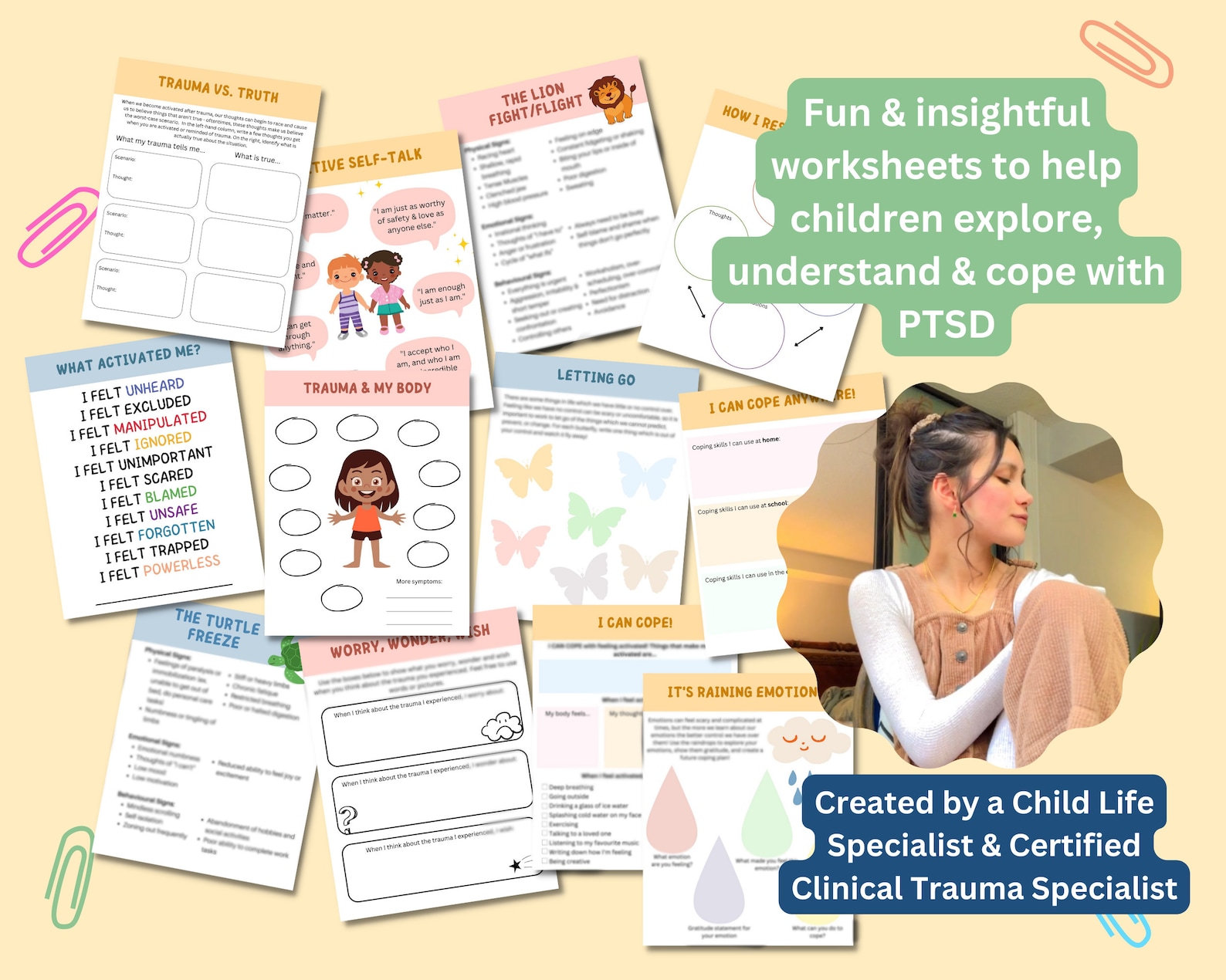 Trauma Worksheets for Kids, Kids Counselling, School Counselling ...