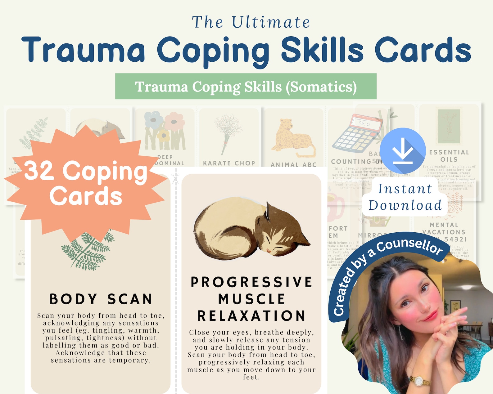 Trauma Healing Cards | Somatic Therapy, Coping Skills Cards, PTSD, CPTSD, Somatic Experience ...