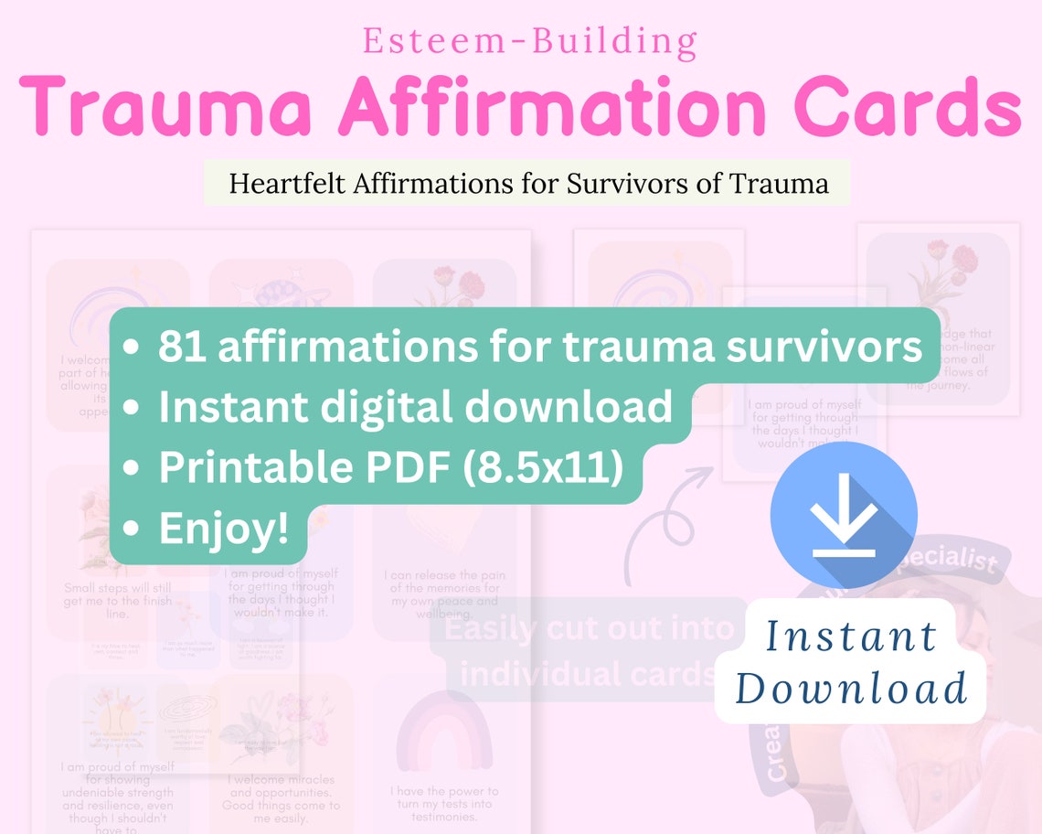 Affirmation Cards for Trauma Healing, PTSD, CPTSD, Heal Trauma, Trauma ...