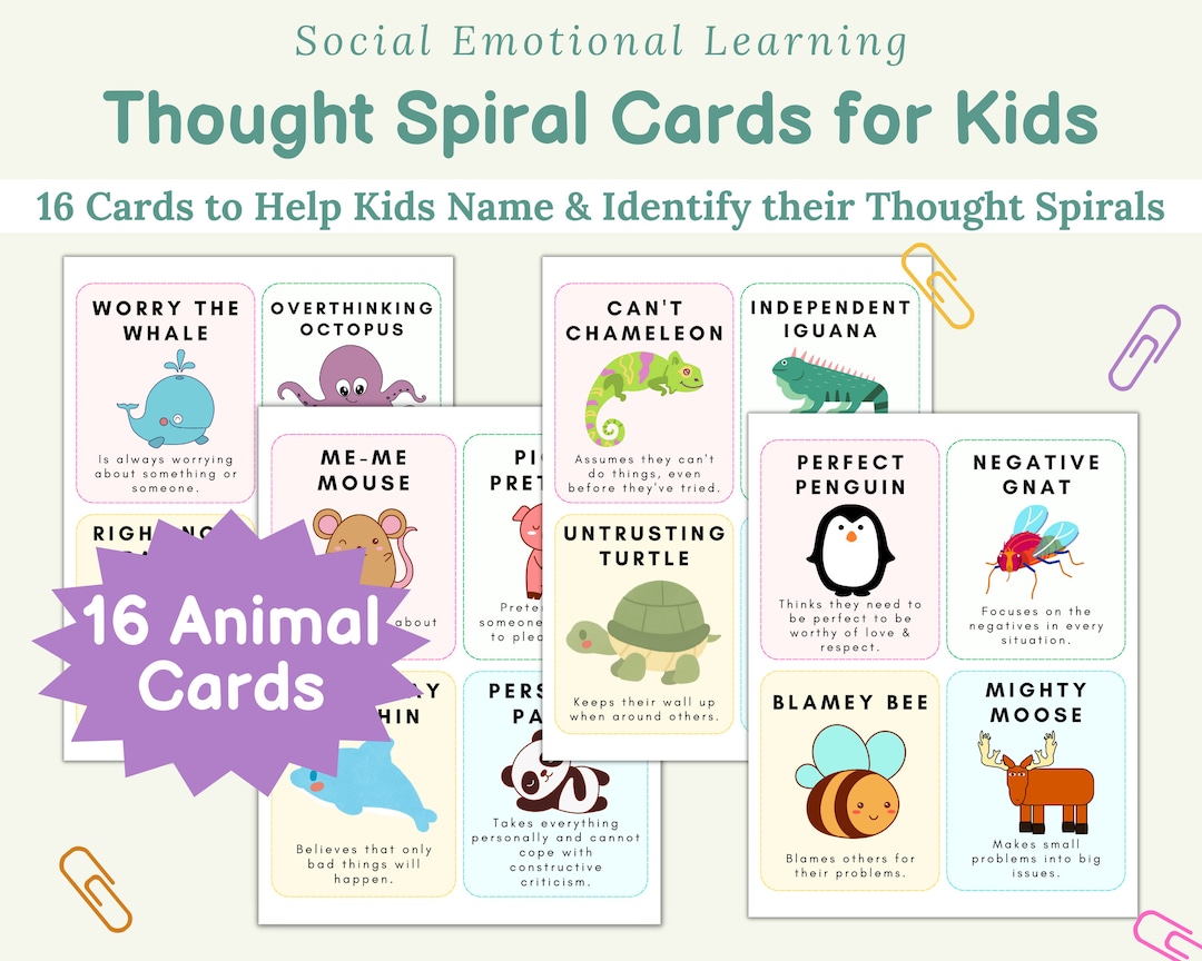 Thought Spiral Cards for Kids, School Counselling Resources, Social ...