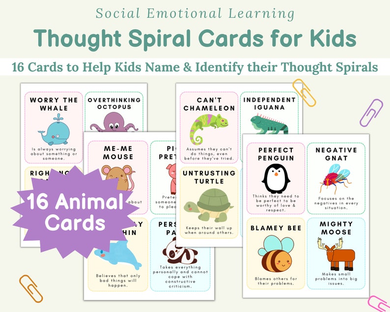 Thought Spiral Cards for Kids, School Counselling Resources, Social ...
