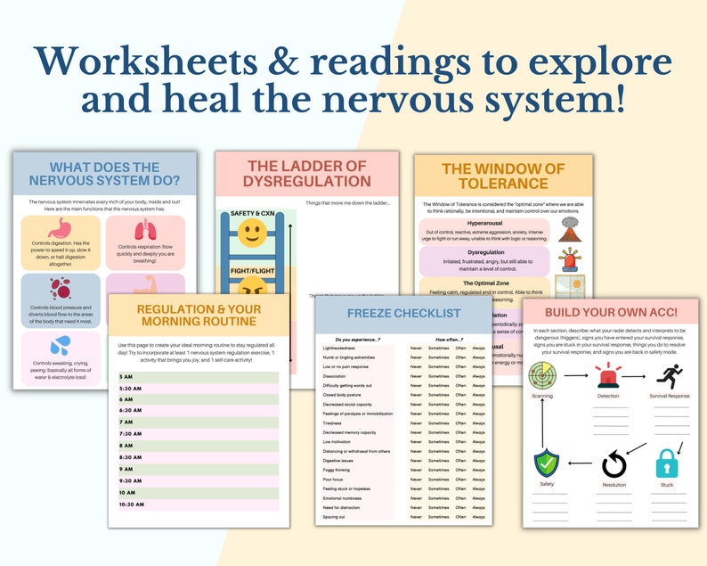 Nervous System Regulation Workbook Trauma Worksheets Teen, Somatic ...
