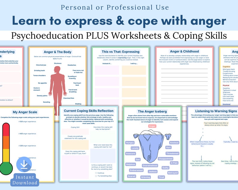 Anger Management Workbook, Anger Therapy, Anger Worksheets, Anger ...