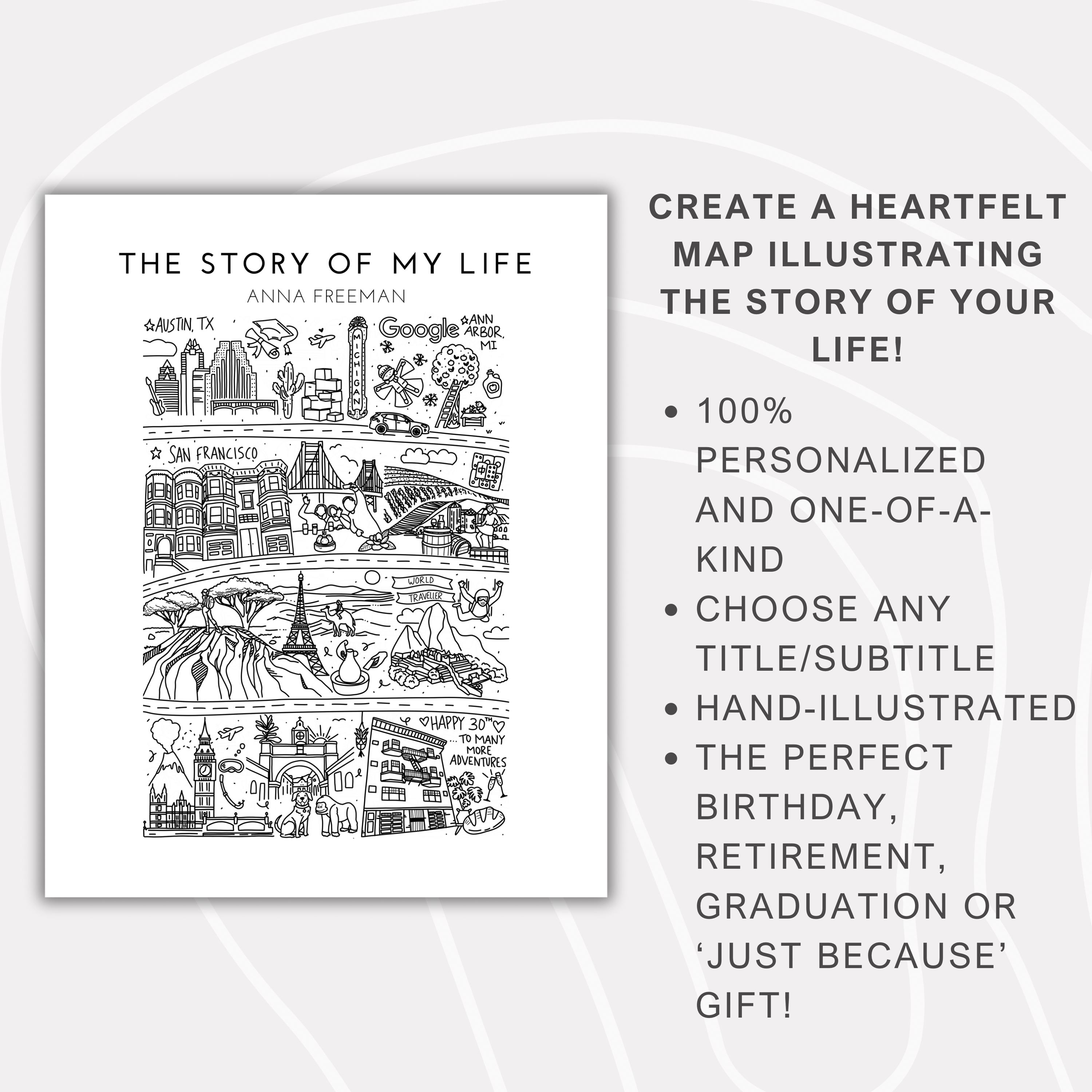 Life Story Map Custom Birthday Gift Story of My Life Retirement Gift ...