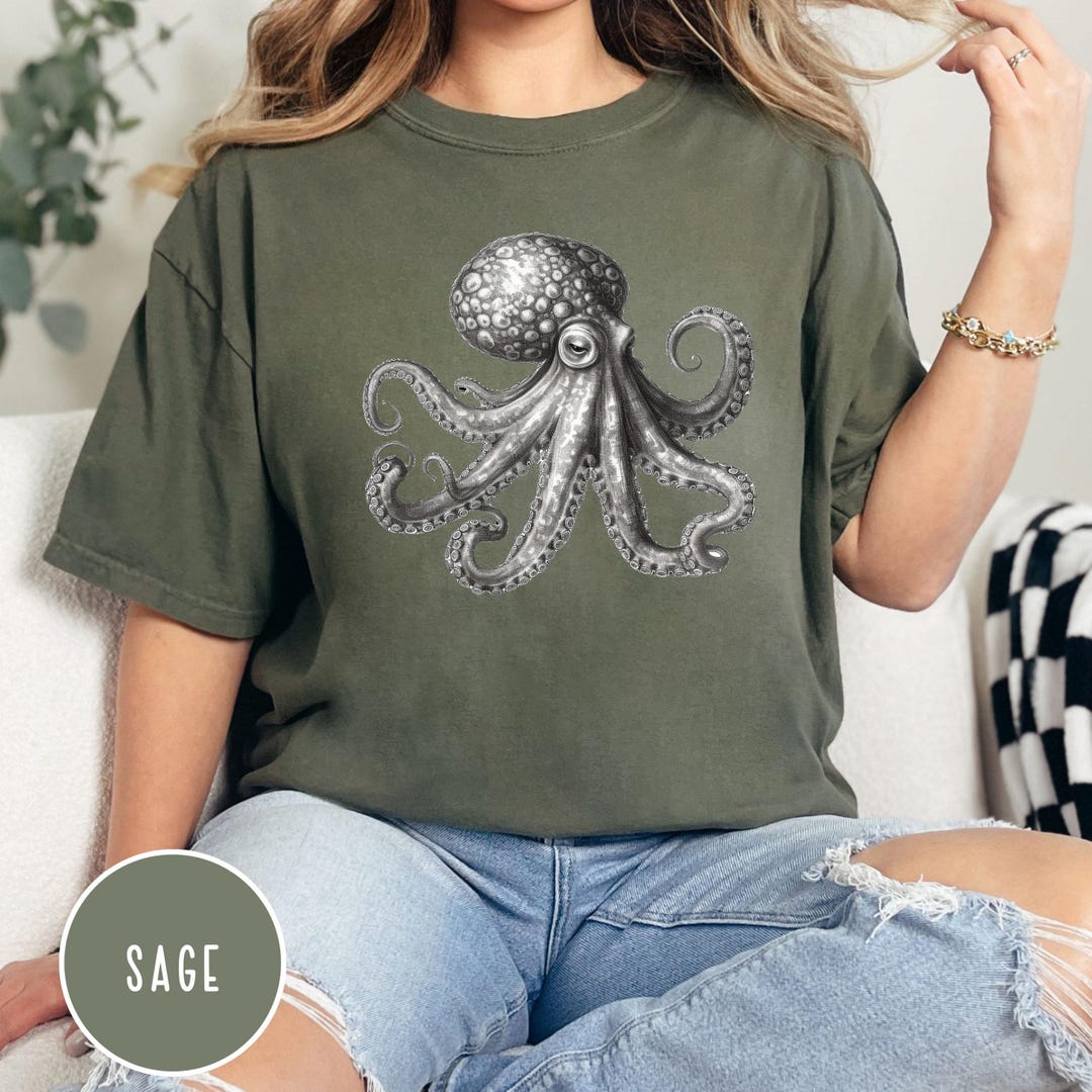 Enchanting Ocean Octopus Graphic Tee: Whimsical Gift for Marine Life ...