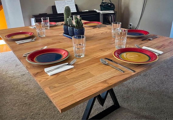 Butcher Block Red Oak Dining Table | Etsy