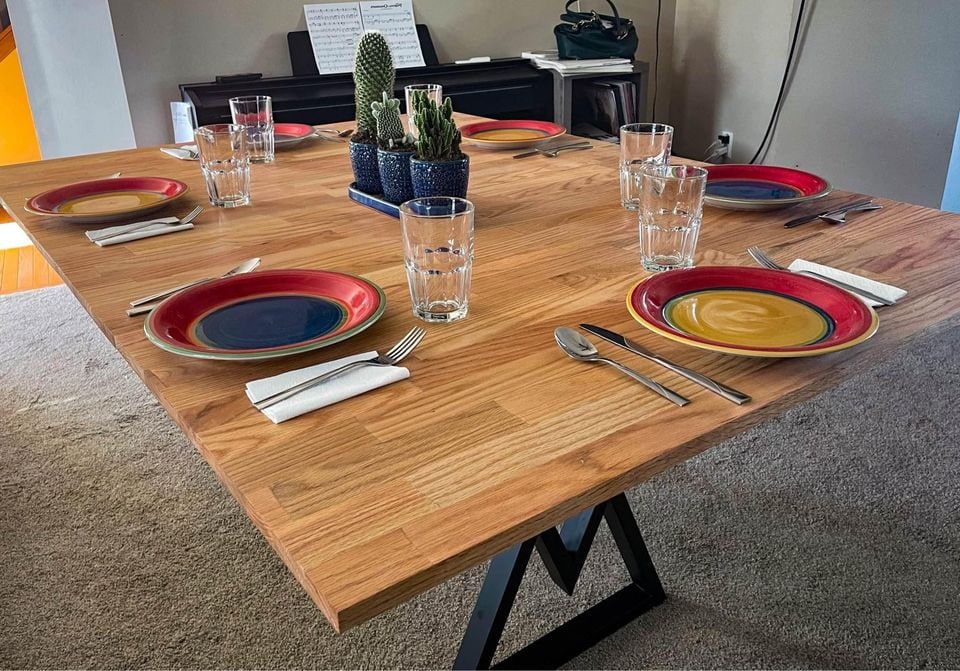 Butcher Block Red Oak Dining Table - Etsy
