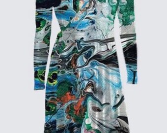 The Great Wave Wrap Dress Cap Sleeve Above the Knee Japanese - Etsy