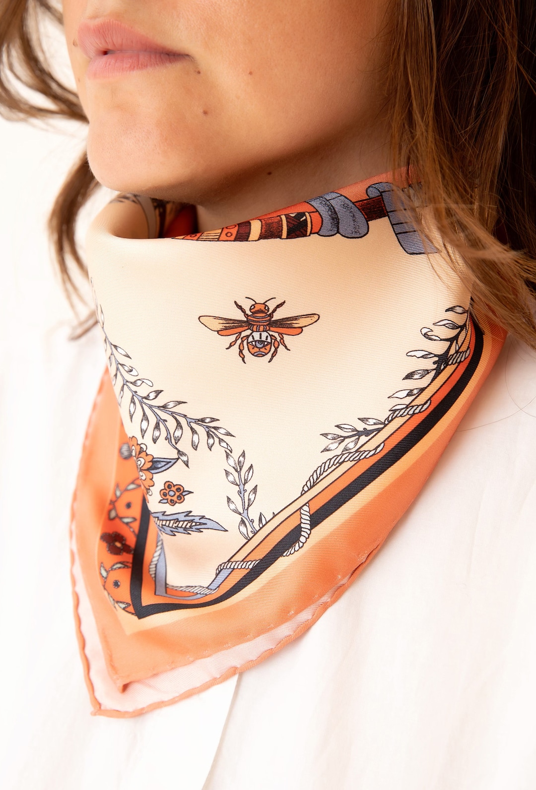 Luxury Foulard, Rabbit Illustrated Twill Silk Scarf, Hand Drawn ...