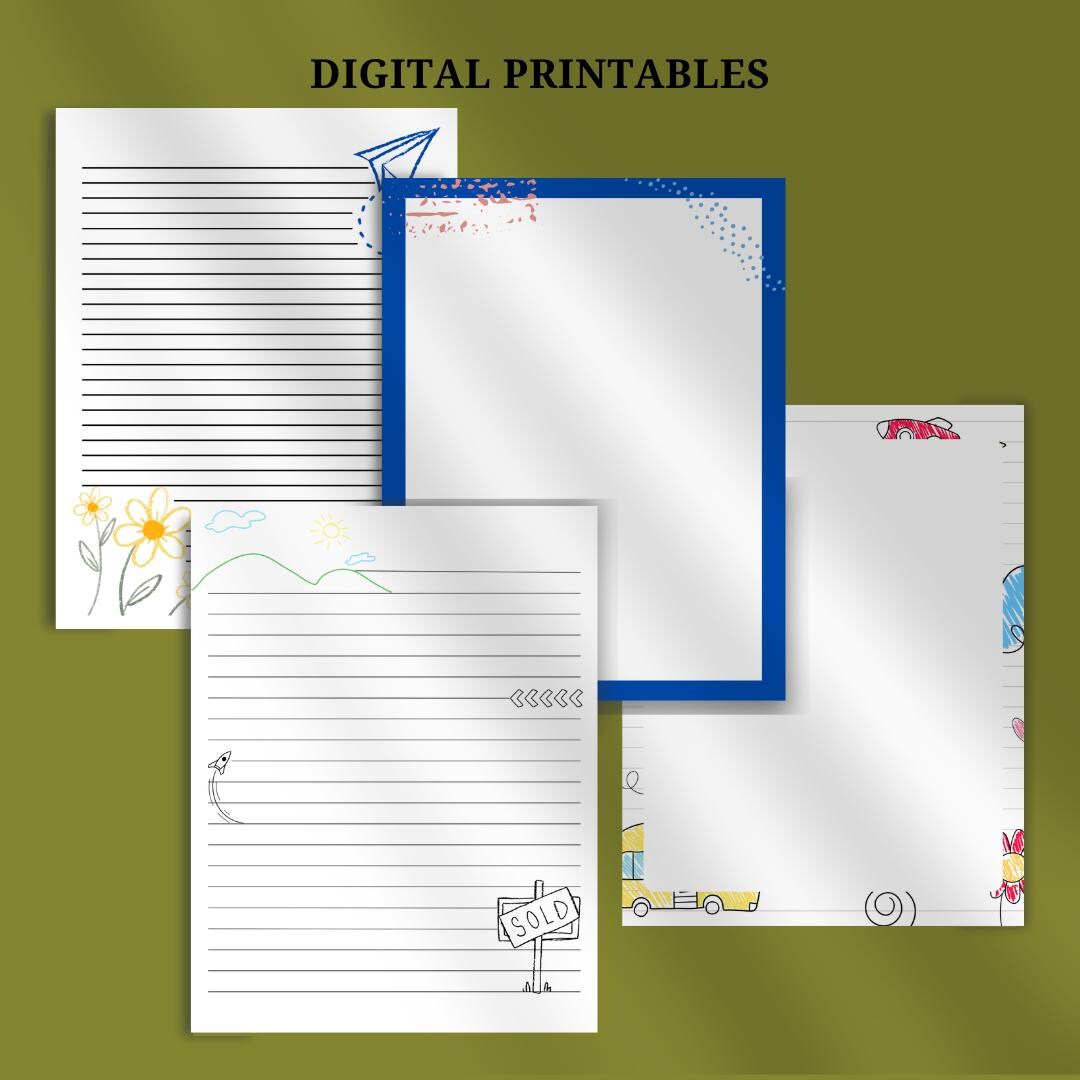 Doodle-themed Printable Writing Pages | Lined + Unlined Pages for Notes ...