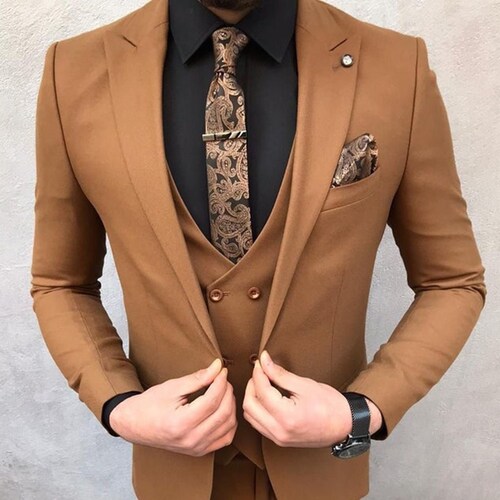 Men Rust Suit Rustic Beach Wedding Suitrustic Groomsmen - Etsy