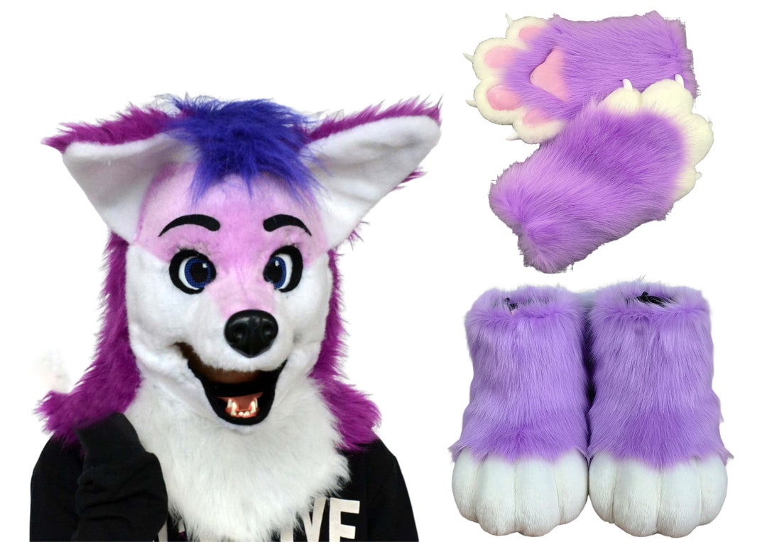 Purple Cosplay Fox Mask Head and Paws Set for Costume - Etsy UK