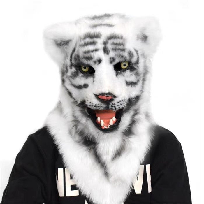 Realistic White Tiger Mask