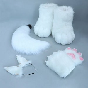 Furrysuit Tiger Hands, Foot Paws, Tail and Headdress Set Tiger Cosplay ...